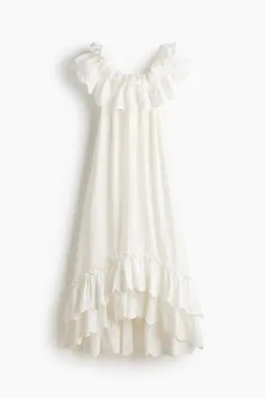 H&m Frill-trimmed Off-the-shoulder Dress - White