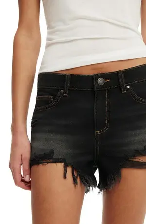 COTTON ON Saturday Low Rise Denim Cutoff Shorts - Drift Black