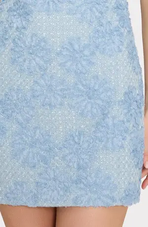 MILLY Ivette Tweed Floral Appliqué Shift Minidress