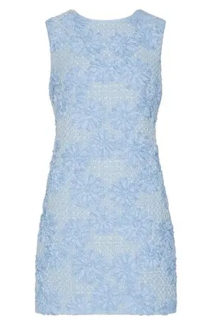 MILLY Ivette Tweed Floral Appliqué Shift Minidress