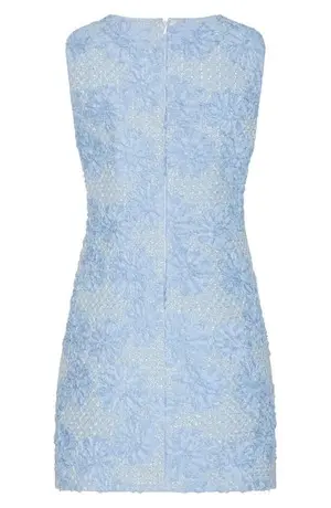 MILLY Ivette Tweed Floral Appliqué Shift Minidress