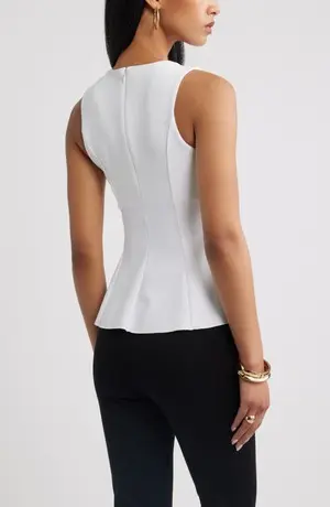 OPEN EDIT Crewneck Flared Tank - White