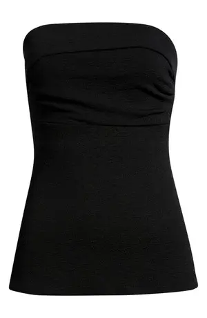 OPEN EDIT Puckered Crepe Bandeau Top - Black