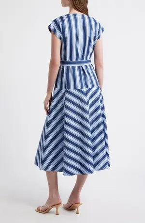 ZOE AND CLAIRE Striped Tie Waist Maxi Dress