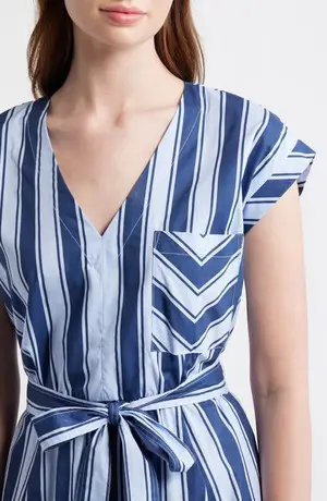 ZOE AND CLAIRE Striped Tie Waist Maxi Dress