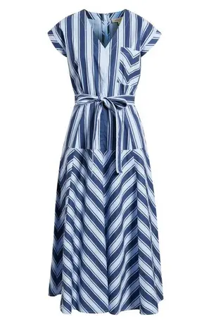 ZOE AND CLAIRE Striped Tie Waist Maxi Dress
