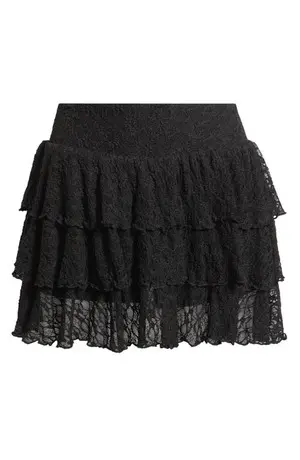 Bp. Lace Tiered Mini Skort - Black