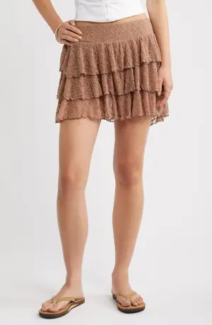 Bp. BP Lace Tiered Mini Skort Brown Fresco