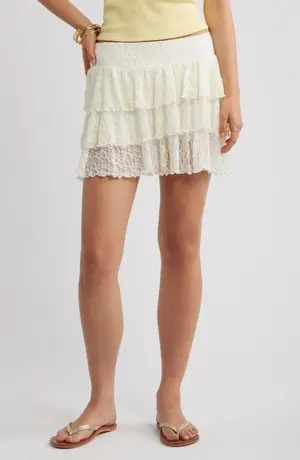 Bp. Lace Tiered Mini Skort - Ivory