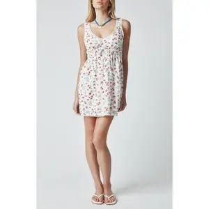 FLORENCE BY MILLS Ditsy Floral Lace Trim Minidress - White/cayenne