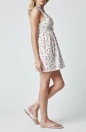 FLORENCE BY MILLS Ditsy Floral Lace Trim Mini Dress - White/cayenne