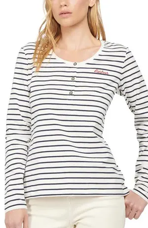 Barbour Stripe Logo Stretch Cotton Top