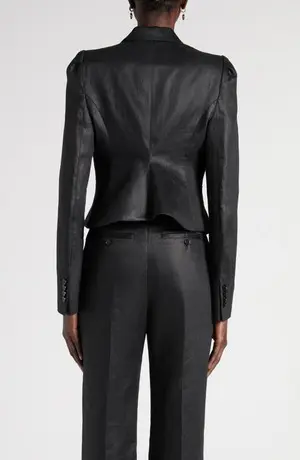 Alexander McQueen Peak Lapels Puff Sleeve Linen Jacket