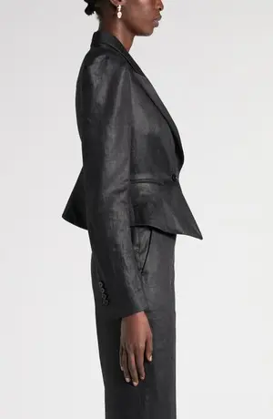 Alexander McQueen Peak Lapels Puff Sleeve Linen Jacket