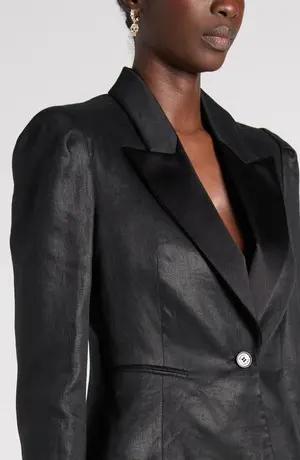 Alexander McQueen Peak Lapels Puff Sleeve Linen Jacket