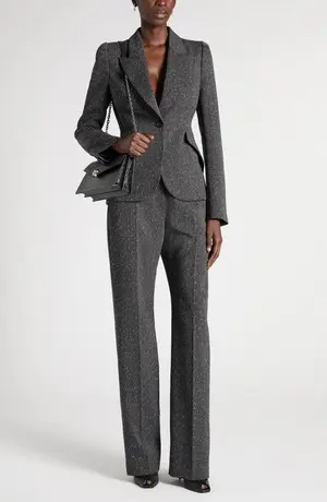 Alexander McQueen One-button Puff Sleeve Stretch Wool Jacket