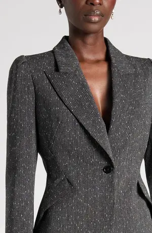 Alexander McQueen One-button Puff Sleeve Stretch Wool Jacket