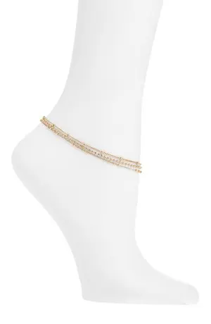 Nordstrom Triple Chain Beaded Anklet - Gold