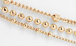 Nordstrom Triple Chain Beaded Anklet - Gold