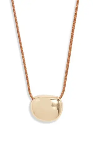 Nordstrom Polished Orb Cord Necklace - Brown- Gold