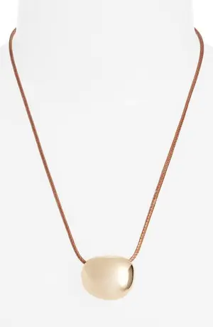 Nordstrom Polished Orb Cord Necklace - Brown- Gold