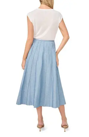 Halogen Pintuck Panel Midi Skirt
