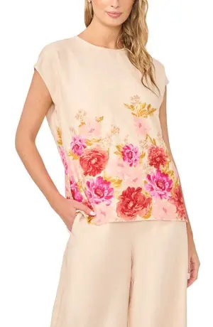 Halogen Floral Print Relaxed Fit Top - Buttercream