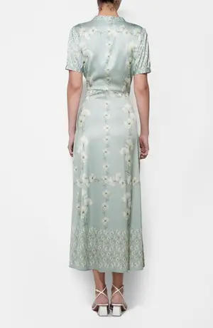 Adelyn Rae Floral Print Satin Maxi Dress