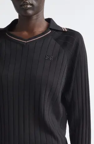 WALES BONNER Roots Long Sleeve Rib Polo