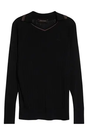 WALES BONNER Roots Long Sleeve Rib Polo