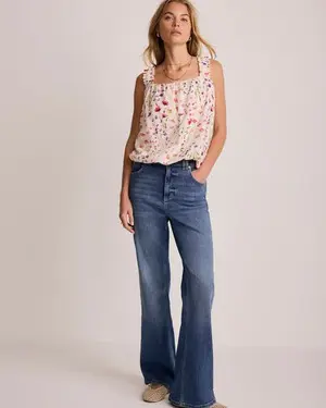 Mint Velvet Print Bubble Hem Top