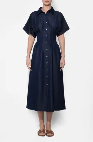 Adelyn Rae Audrey Denim Shirtdress - Denim Blue
