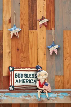 C&F HOME Patriotic "god Bless America" Needlepoint Mini Accent Pillow