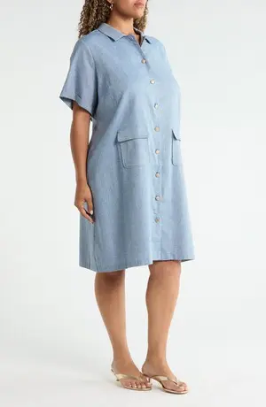 Halogen Button-up Pocket Shirtdress