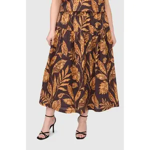 Halogen Tiered Floral Cotton Maxi Skirt