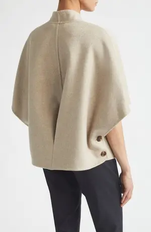 Max Mara Cashmere Cape With Leather Trim