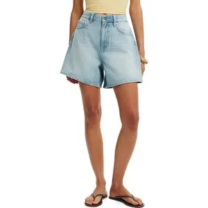 COTTON ON High Waist '90s Denim Shorts - Laurel Blue
