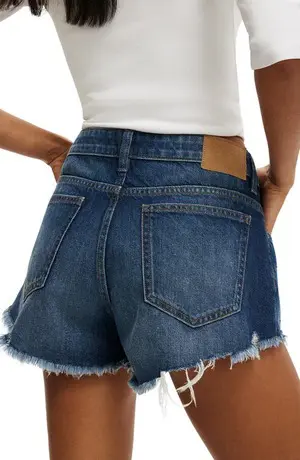 COTTON ON Saturday Low Rise Denim Cutoff Shorts - Harbour Blue
