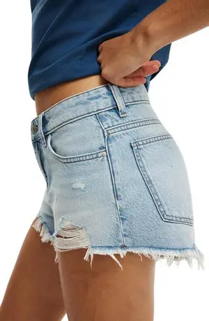 COTTON ON Low Rise Denim Cutoff Shorts - Saltstone Blue