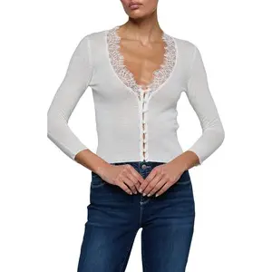 L'Agence Eluna Lace Detail Cardigan - Ivory