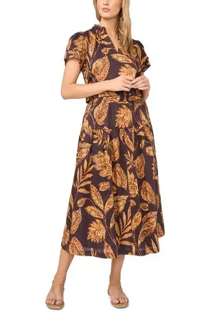 Halogen Tiered Printed Cotton Midi Skirt
