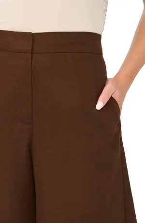 Halogen Tailored High-waisted Linen Blend Shorts