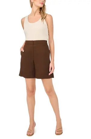 Halogen Tailored High-waisted Linen Blend Shorts