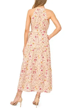 Halogen Floral Belted Tiered Maxi Dress