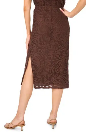 Halogen Lace Pull-on Midi Skirt - Chicory Coffee