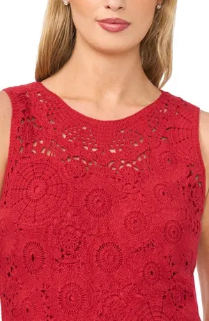 Halogen Crochet Sheath Dress - Crimson Ruby