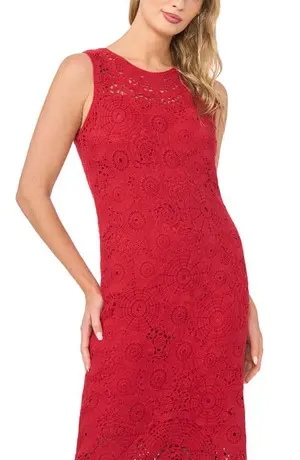 Halogen Crochet Sheath Dress - Crimson Ruby