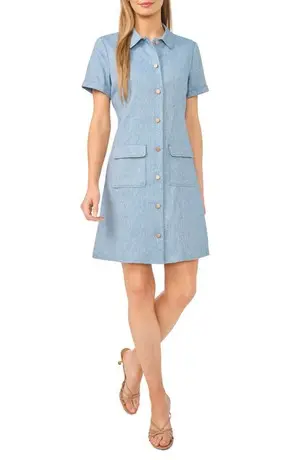 Halogen Chambray Cotton & Linen Blend Shirtdress