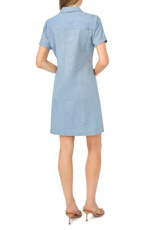 Halogen Chambray Cotton & Linen Blend Shirtdress