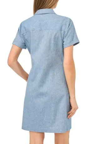 Halogen Chambray Cotton & Linen Blend Shirtdress